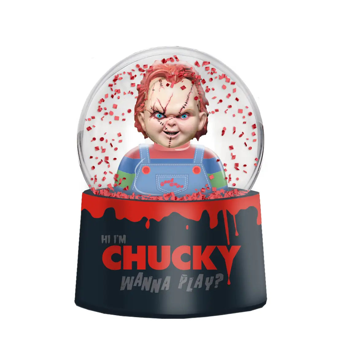 Chucky Wanna Play Blood Dripping 45mm Snow Globe – Nightmare Toys