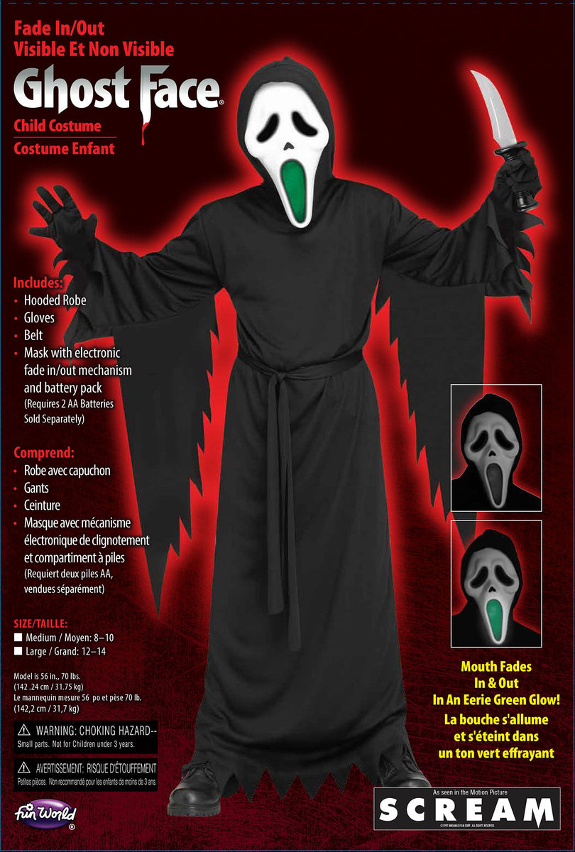 Light Up Fade Mouth Child Ghost Face Costume – Nightmare Toys